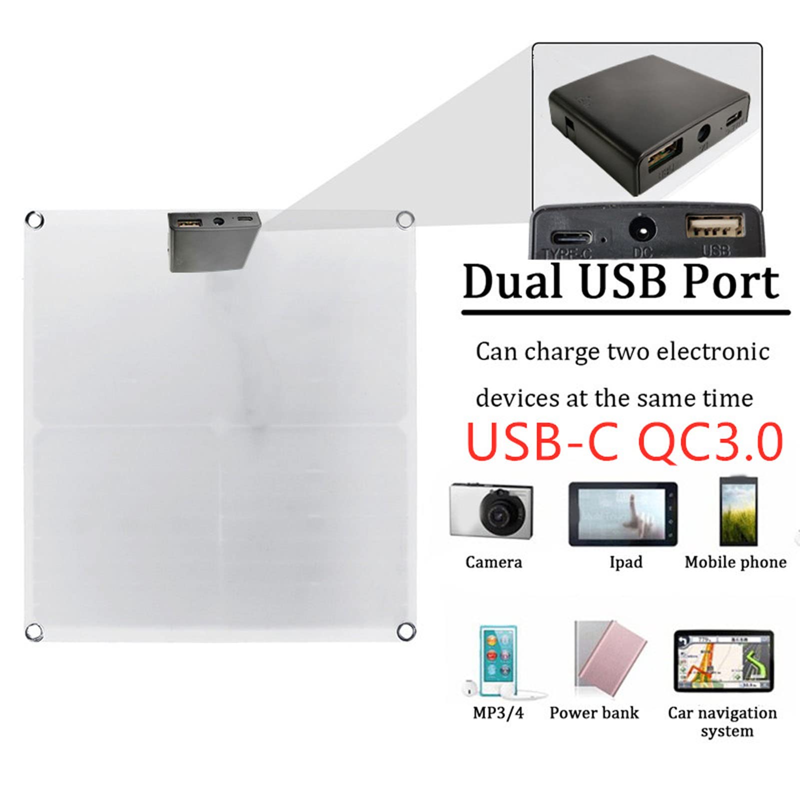 200 Watt 12V Portable Solar Panel Kit | Monocrystalline Solar Panel with Solar Charge Controller | Fast Charging QC3.0 USB C | Ideal for Car Automotive Boat Marine RV Camping (100A)