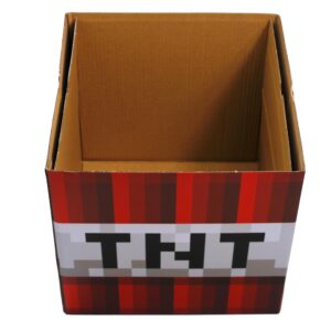 Large 14 x 14 Pixelated Box - TNT | Birthday Party Supplies | Storage Decoration and Prop, Big Birthday Box | Storage Bin Chest With Lid Gift Accessory (TnT Block)