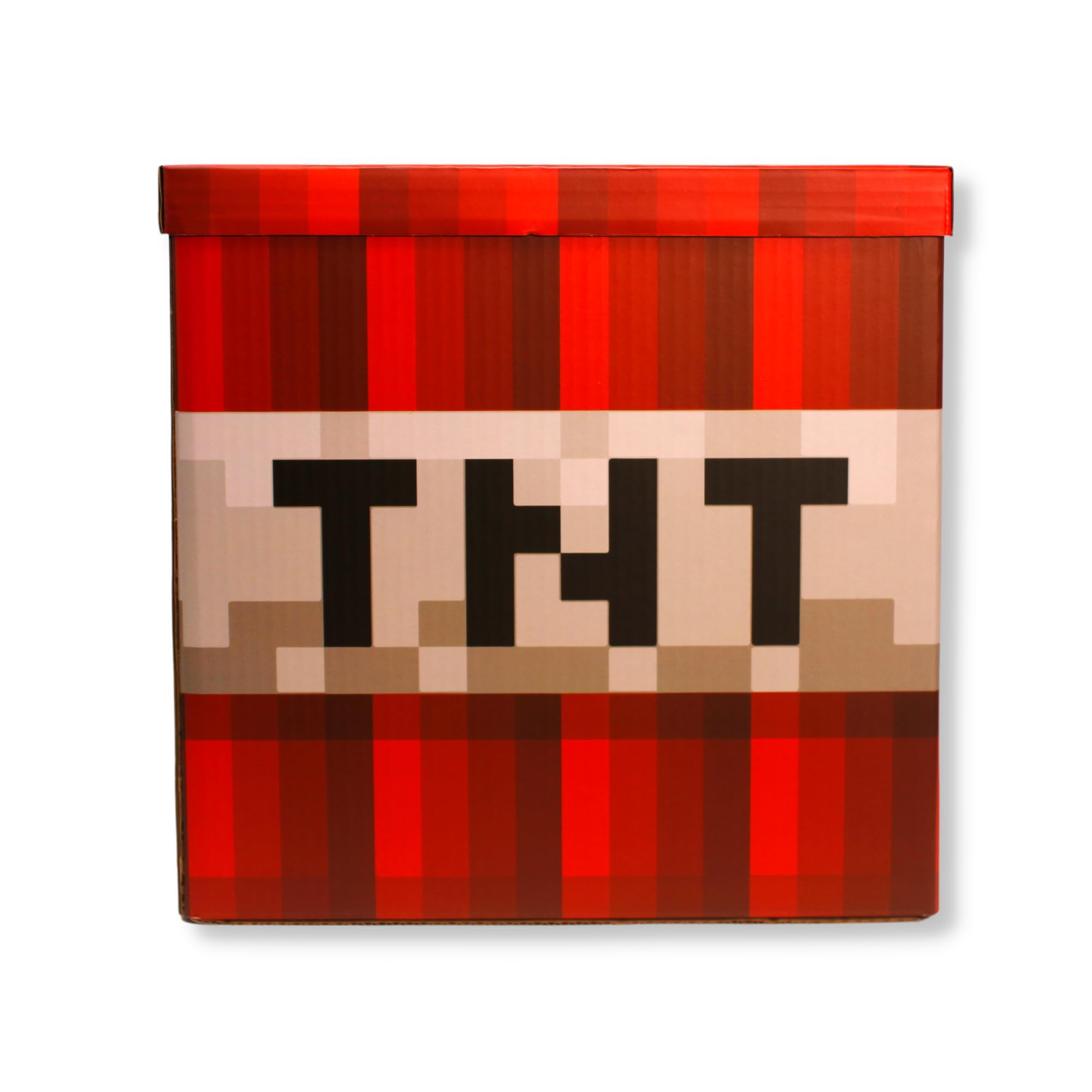 Large 14 x 14 Pixelated Box - TNT | Birthday Party Supplies | Storage Decoration and Prop, Big Birthday Box | Storage Bin Chest With Lid Gift Accessory (TnT Block)