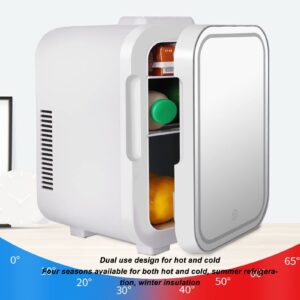 8 Liters Mini Refrigerator, Portable Beverage Refrigerators, Freestanding Car Fridge with LED Light and Mirror for Skincare, Medications, Beverage, Home Dormitory and Travel