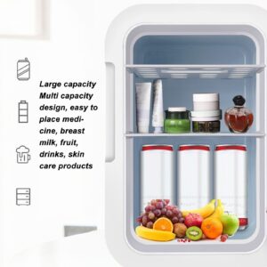 8 Liters Mini Refrigerator, Portable Beverage Refrigerators, Freestanding Car Fridge with LED Light and Mirror for Skincare, Medications, Beverage, Home Dormitory and Travel