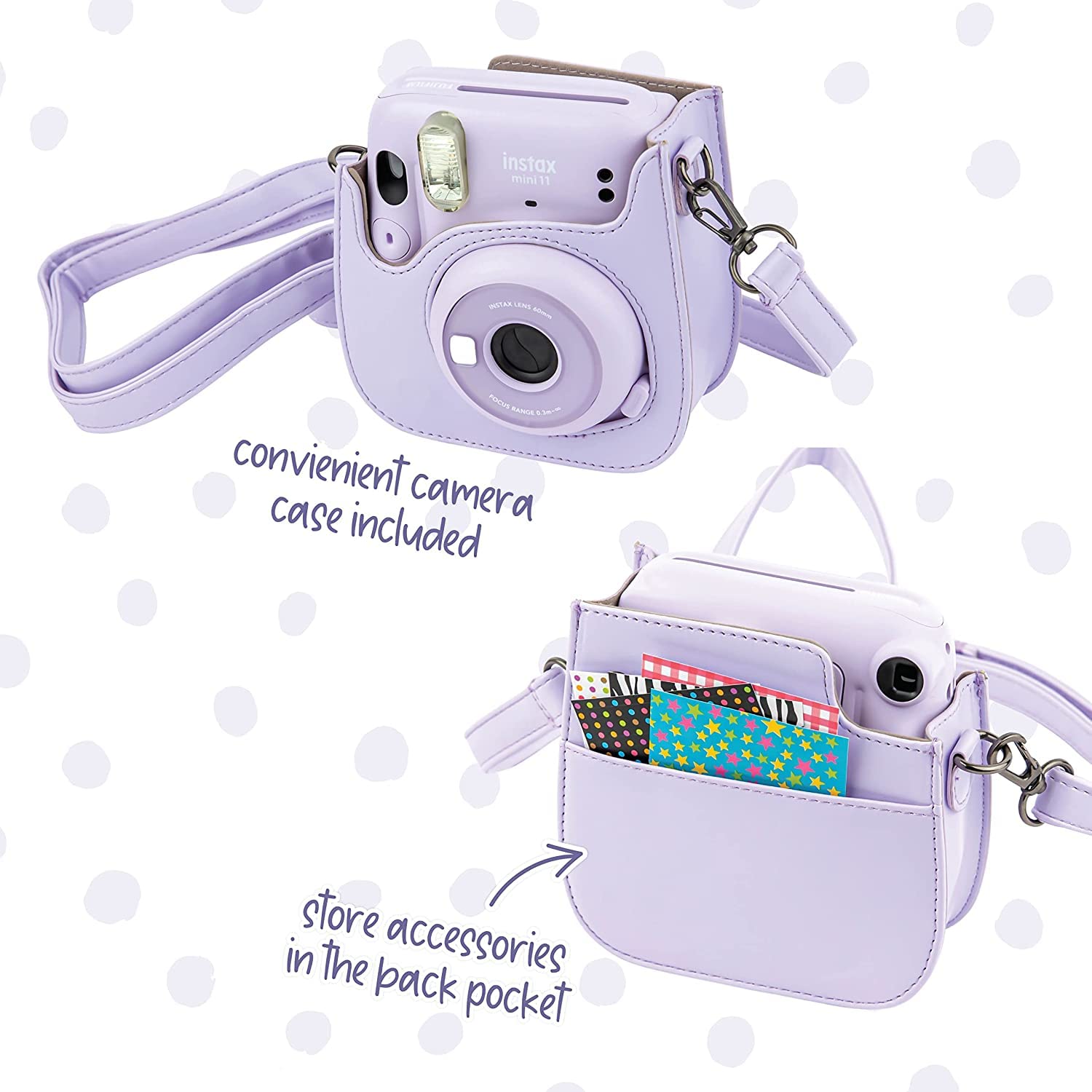 Fujifilm Instax Mini 12 Instant Camera Clay White with Fujifilm Instant Mini Film Value Pack (40 Sheets) with Accessories Including Carrying Case with Strap, Photo Album, Stickers (Clay White)