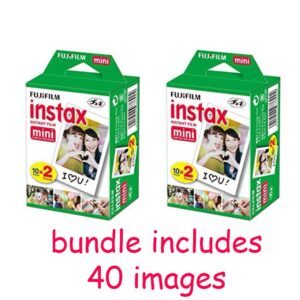 Fujifilm Instax Mini 12 Instant Camera Clay White with Fujifilm Instant Mini Film Value Pack (40 Sheets) with Accessories Including Carrying Case with Strap, Photo Album, Stickers (Clay White)