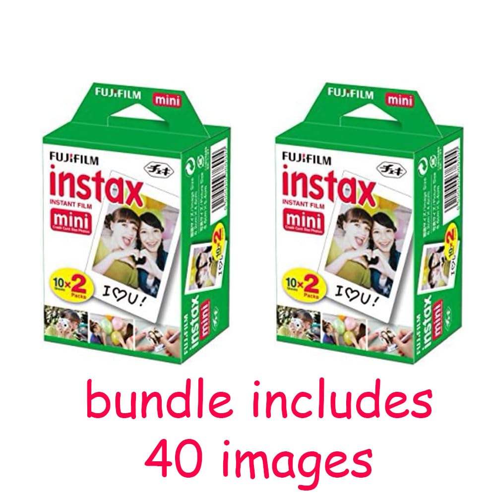 Fujifilm Instax Mini 12 Instant Camera Clay White with Fujifilm Instant Mini Film Value Pack (40 Sheets) with Accessories Including Carrying Case with Strap, Photo Album, Stickers (Clay White)