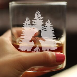 Bigfoot Whiskey Rocks Glass - Funny Bigfoot Gifts for Sasquatch Enthusiasts - 10.25 Oz Rocks Glasses