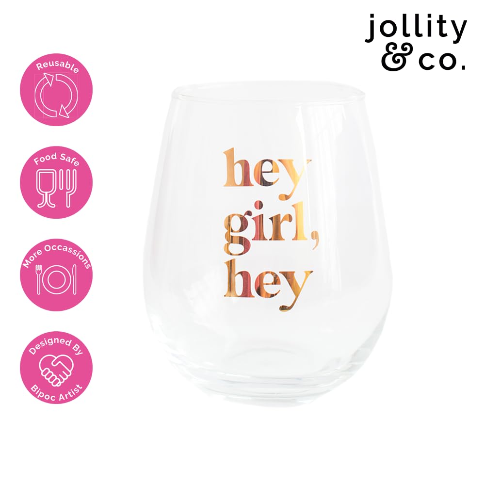 Jollity & Co Witty Wine Glasses - “Tears of My Enemies” Stemless Wine Glass with Metallic Gold Lettering - Set of 1 Wine Tumbler - Novelty Gifts - For Wine, Cocktails, Summer Drinks