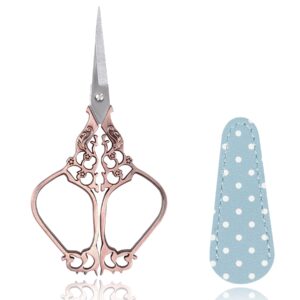 bihrtc 4.5inch embroidery scissors cross stitch scissors with leather scissors cover stainless steel sharp pointed tip sewing diy tool for needlework artwork sewing handicraft