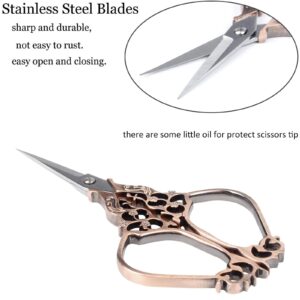 BIHRTC 4.5inch Embroidery Scissors Cross Stitch Scissors with Leather Scissors Cover Stainless Steel Sharp Pointed Tip Sewing DIY Tool for Needlework Artwork Sewing Handicraft