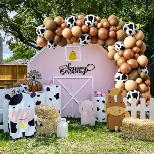 RUBFAC Cow Balloons Garland Arch Kit with Neutral Brown Blush Various Sizes Balloon for CowBoy CowGirl Themed Party Baby Shower Farm Birthday Party Decorations