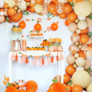 RUBFAC 141pcs Little Cutie Balloon Garland Kit Orange Yellow White Confetti Latex Balloons for Baby Shower Tangerine Theme Birthday Party Decorations