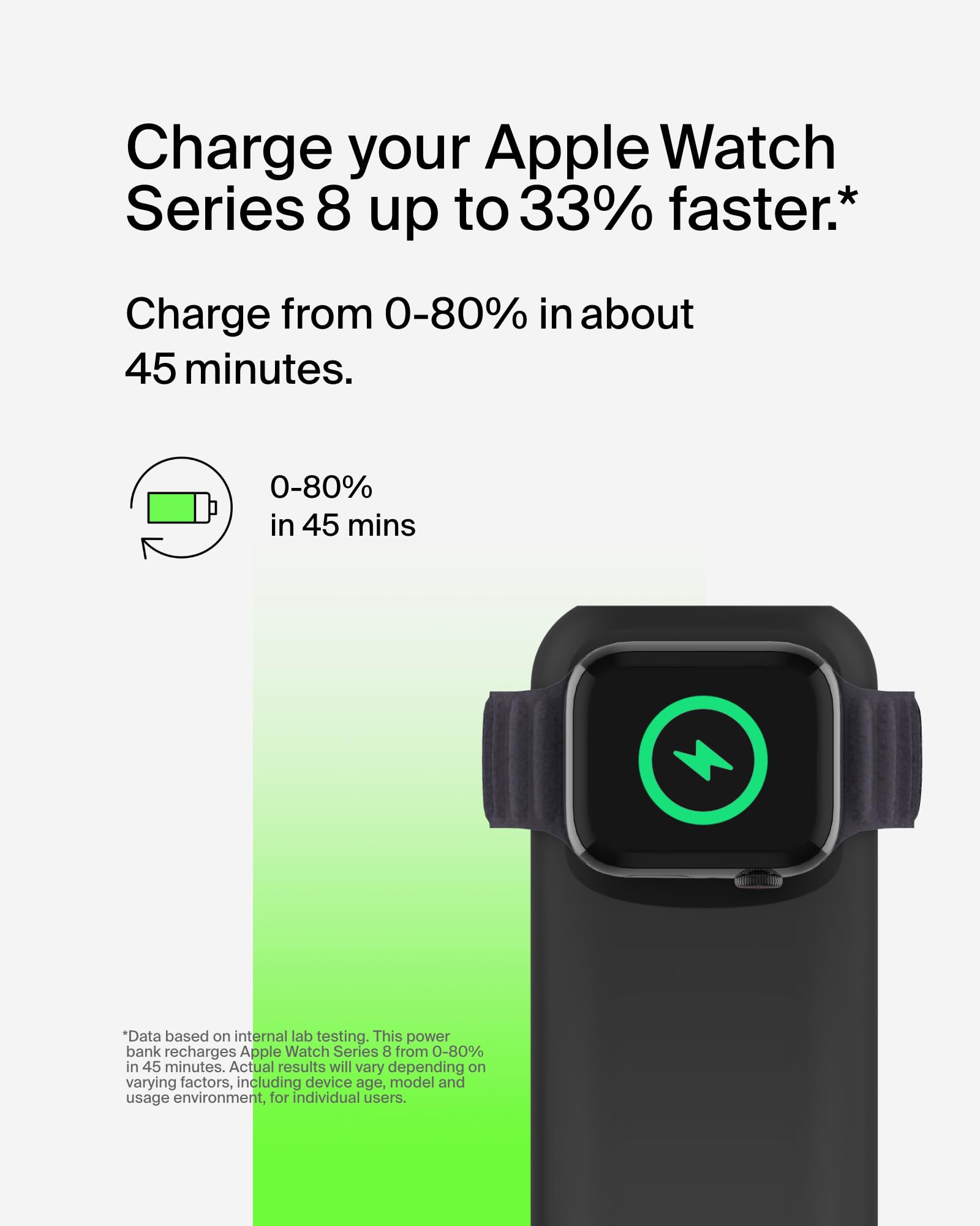 Belkin Wireless Charger Apple Watch Power Bank 10K with 12-inch USB-C to USB-C Cable, 33% Faster Charging - Simultaneous Charging for Apple Watch Series 9, iPhone 15, and More - 20W USB-C PD - Black