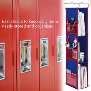 StorageWorks Hanging Locker Organizer for School, 3-Shelf Hanging Locker Ladder with Hook, Blue with Red Trim, 1-Pack