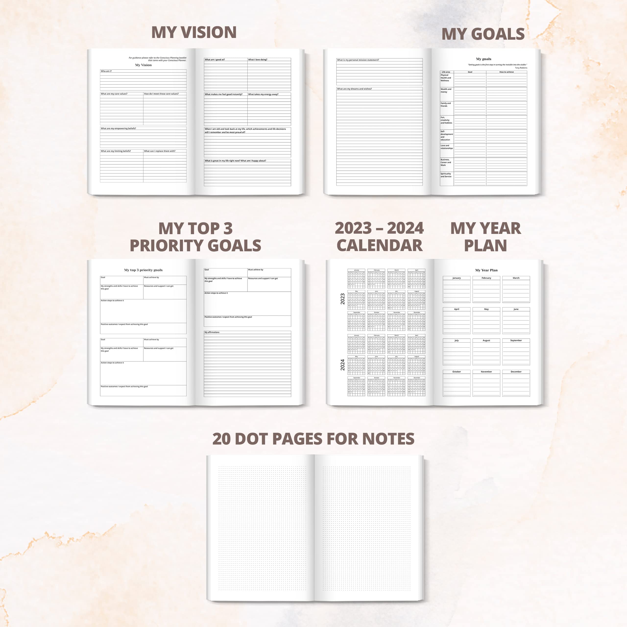 Conscious Planner (with typo) - Daily, Weekly & Monthly Undated Goal & Self-Care Planner, Productivity and Time Management Organizer with Calendar, To Do List, Gratitude Journal, Habit Tracker &