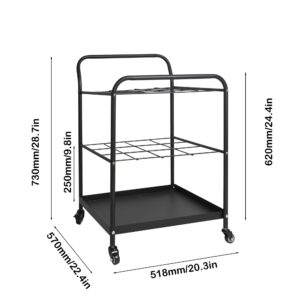 Blueprint Roll File Holder Storage - 12 Slots Rack Cart,Wire Bin Roll File, Made for Maps, Plans, Drawings, and Tubes, Yoga Mat and Gym Storage Rack Cart with Wheels,Files Sorter Poster Holder