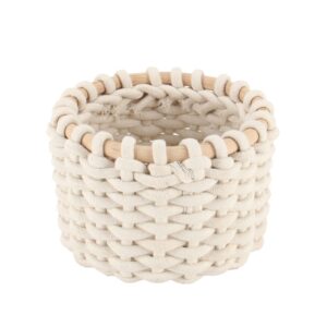 oven nesting baskets for toy organization and home-cotton rope storage basket decor baby gift storage basket small round basket shelf basket for nursery bedroom bathroom, 9.8x6.3inches. (white)