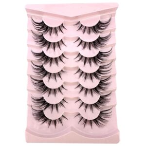 amsdcn 7pairs cat eye eyelashes manga lashes 3d clear band lashes natural half lashes end eye elongated mink eyelashes fluffy eyelashes (07)