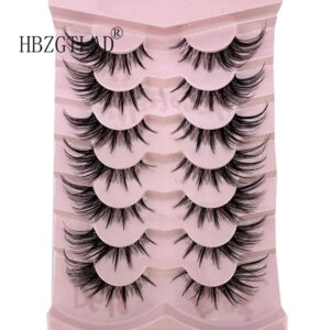 AMSDCN 7Pairs Cat Eye Eyelashes manga Lashes 3D Clear Band Lashes natural Half Lashes End Eye Elongated Mink Eyelashes Fluffy Eyelashes (07)