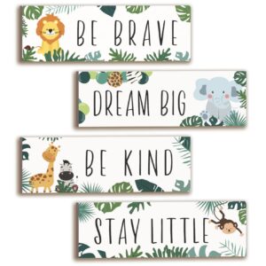 ubtkey safari nursery decor for boys, safari animals wall decor for boys nursery room bedroom, 4 pieces inspirational wall art wall decorations for boys room classroom bedroom