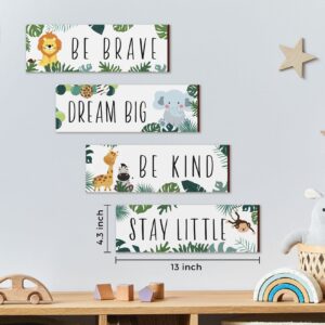 UBTKEY Safari Nursery Decor for Boys, Safari Animals Wall Decor for Boys Nursery Room Bedroom, 4 Pieces Inspirational Wall Art Wall Decorations for Boys Room Classroom Bedroom