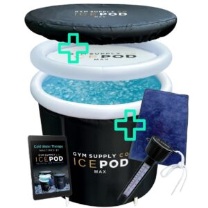 cold plunge tub with cover large portable ice bath for athletes multiple layered 106 gal outdoor inflatable ice bath tub for adults ice baths at home therapy, recovery, training - gym supply co.