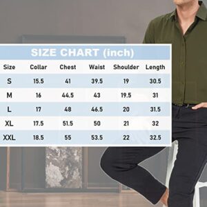 Echoph Mens Dress Shirts Long Sleeve Wrinkle Free Regular Fit Casual Business Button Down Shirt Army Green L