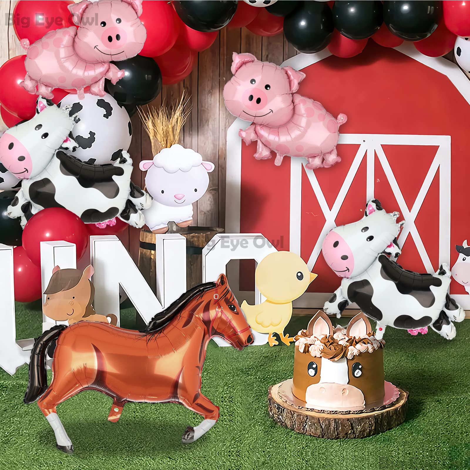 Farm Animal Foil Balloons Pig Cow Horse Donkey Shaped Mylar Balloon for Farm Animals Theme Birthday Party Supplies Decorations