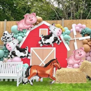 Farm Animal Foil Balloons Pig Cow Horse Donkey Shaped Mylar Balloon for Farm Animals Theme Birthday Party Supplies Decorations