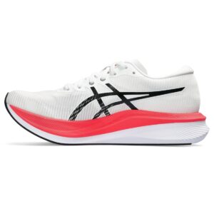 asics women's magic speed 3 running shoes, 5.5, white/black