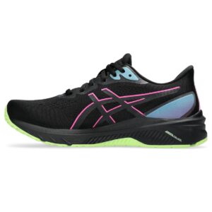 asics women's gt-1000 12 gtx shoes, 9.5, black/hot pink