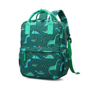 cute preschool backpack dinosaur toddler school book bag for girls boys kids kindergarten nursery travel bag with chest strap(12inch,green dinosaur)