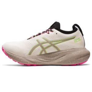 asics women's gel-nimbus 25 trail shoes, 8.5, nature bathing/lime green