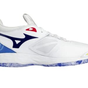 Mizuno Unisex-Adult Wave Momentum 2 Volleyball Shoe, White/Surf The Web, US Women's 13/US Men's 11.5