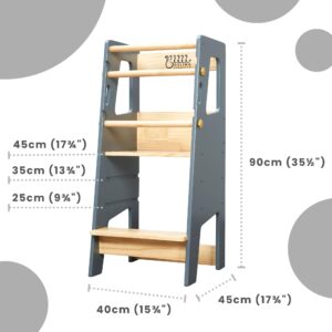 Gosling creative Toddler Standing Tower | Safe Montessori Step Stool for Toddlers, Perfect Tower for Learning New Skills | Ideal Helper for Little Kids in The Kitchen | Gray