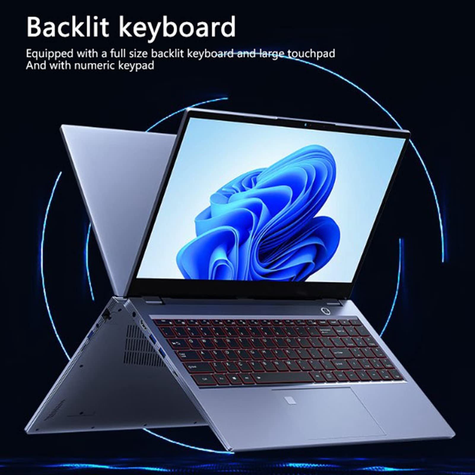 ciciglow 15.6in Laptop, Slim Laptop with Fingerprint Unlock, 8GB RAM 256GB SSD, for Intel I7 CPU, 6 Cores and 12 Threads, 1920x1080 HD Screen, for Windows 10, 8000mAh