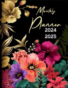 2024-2025 monthly planner: large floral two 2 year agenda organizer diary - 24 months calendar | with federal holidays, to do list, contact, birthday & password log |