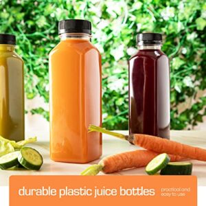 DECADORN 12oz Plastic Bottles With Caps - 12 Pack Empty Juice Bottles For Juicing - MADE IN USA Clear Reusable Bottles With Lids For Fridge - drink container