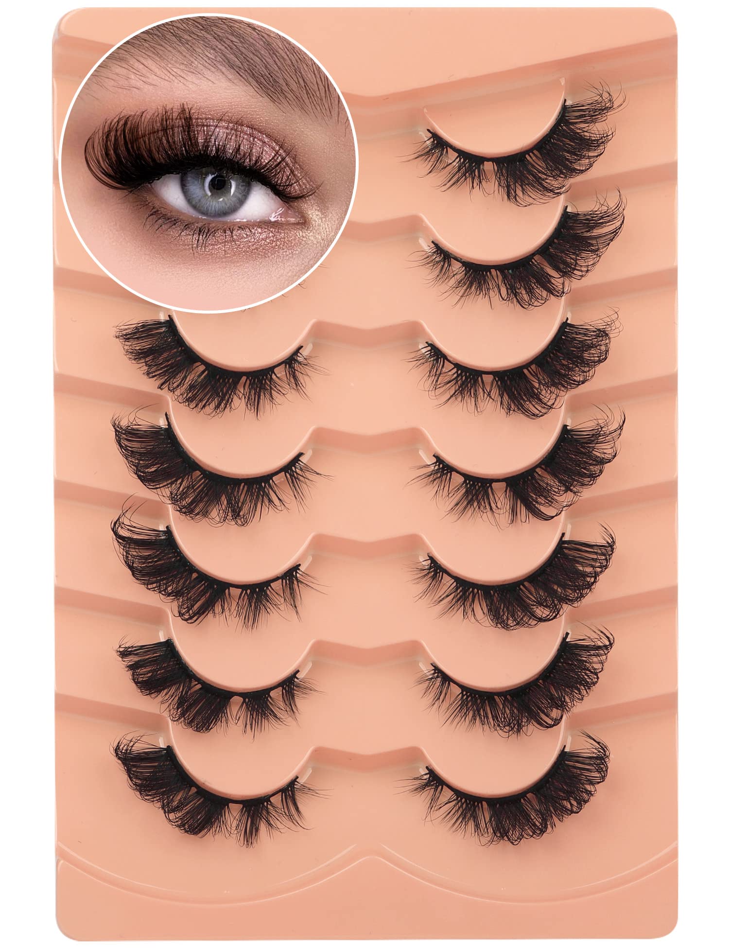 Cat Eye Lashes Cluster False Eyelashes Fox Eye Lashes Natural Look Lashes Mink Russian Strip D Curl Lashes Cluster by Winifred