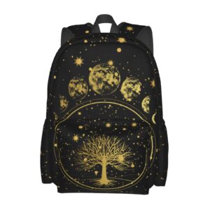 famliihw tree sun and moon phase backpack bookbag laptop backpacks multipurpose daypack for boys girls school men women travel hiking