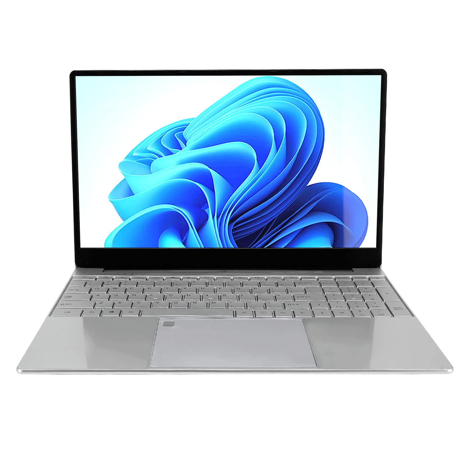 Jectse 15.6in Laptop, 12GB RAM 512GB ROM, Quad Core for Intel N5105 CPU Notebook Computer with Fingerprint Reader and Keypad, 2K HD IPS Screen, 7000mAh Battery for Windows 10, Silver