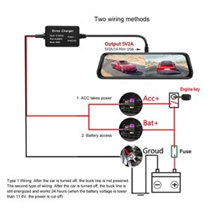 Dash Cam Hardwire Kit, Mini USB Hard Wire Kit for Dashcam, 12-30V to 5V Car Dash Camera Hardwiring Kit with for Radar Detector