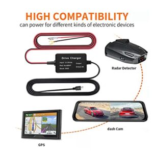 Dash Cam Hardwire Kit, Mini USB Hard Wire Kit for Dashcam, 12-30V to 5V Car Dash Camera Hardwiring Kit with for Radar Detector