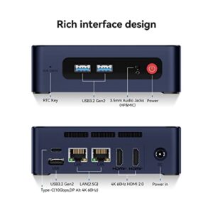 Beelink Mini PC Intel 12th EQ12 Triple Displays HDMI x2 +Typr-C, Dual 2.5Gbps Net-Ports Mini Computers, 16GB Sigle DDR5 RAM, PCIe x1 500GB M.2 2280 SSD, Wi-Fi6, BT5.2, OpenWrt