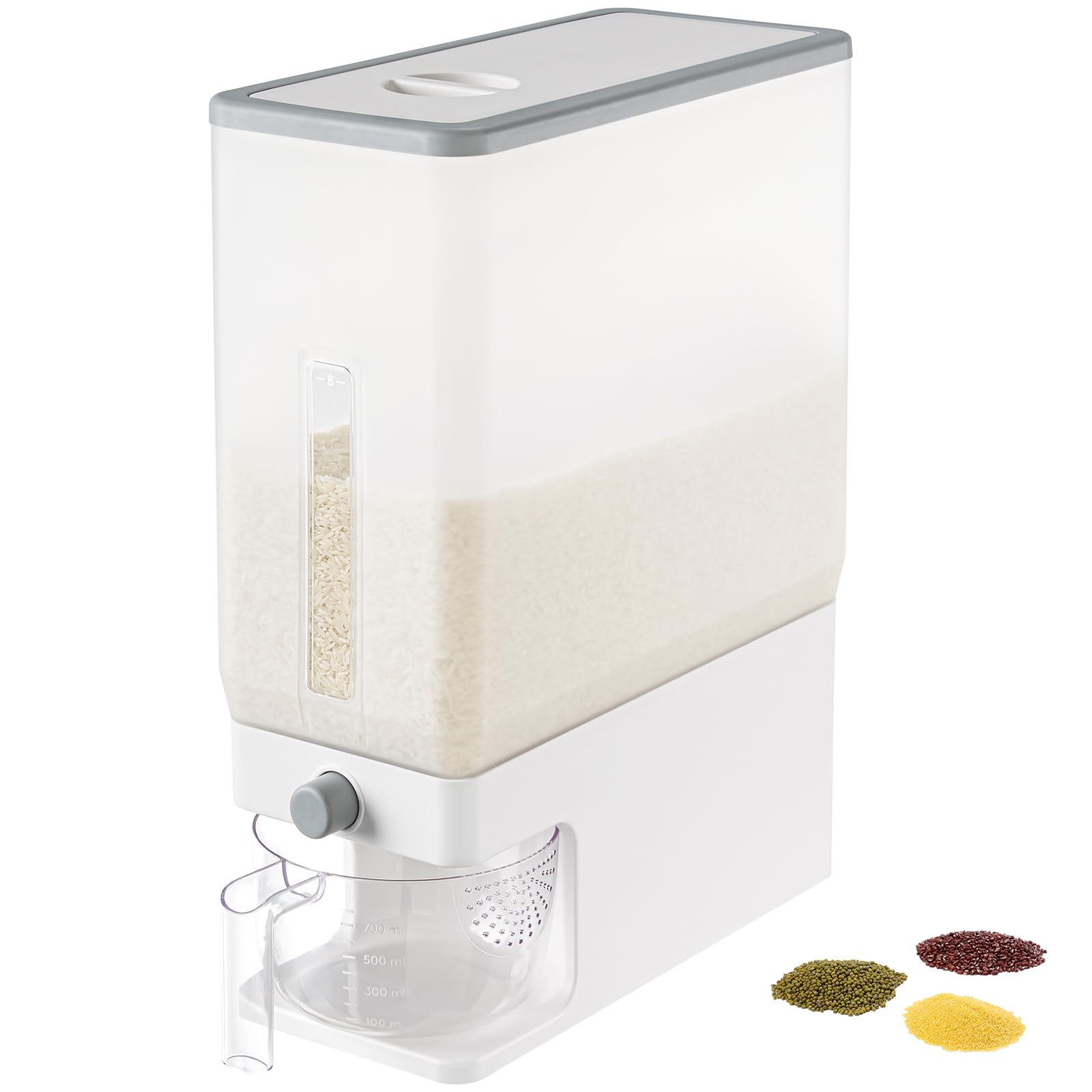 Lifewit Rice Dispenser 25 Lbs(11.3kg), Rice Storage Container Sealed Moisture Proof with Measuring Cup for Kitchen Pantry Household, BPA-Free