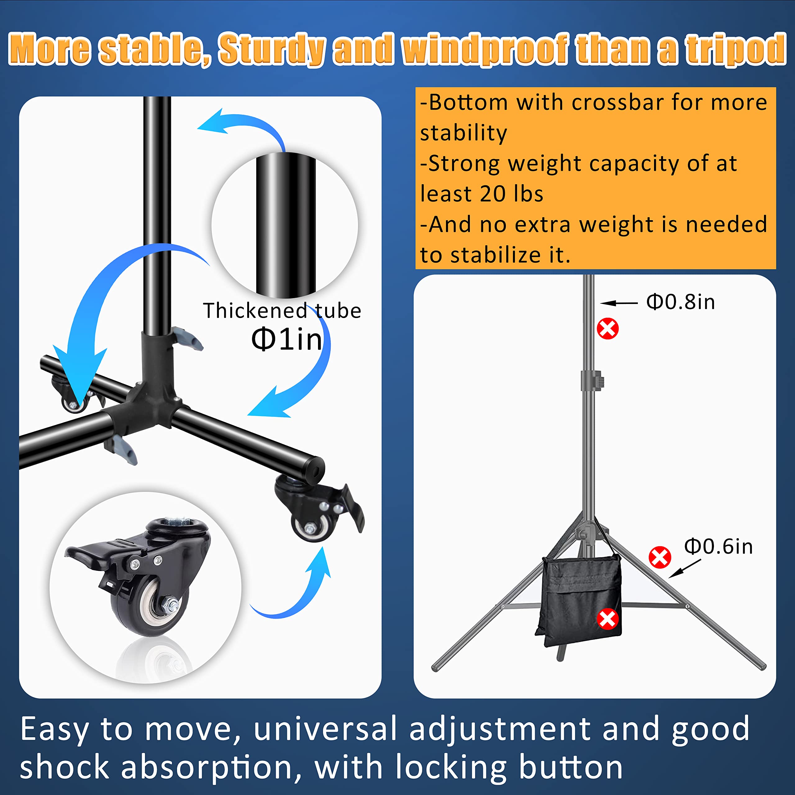 10 * 7ft Backdrop Stand, with Wheels, Adjustable Heavy-Duty Backdrop Stand, Banner Background Stand, Backdrop Support System for Parties Photo Photography