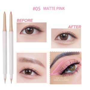 3PC Double Ended Highlighter Makeup Pen, Glitter & Matte Nude EyeLiner & Eyeshadow, Liquid Contour Liner 2 in 1 Eye Brightener Make Up Stick, Mulit-Funtional Long Lasting Lying Silkworm Pencil ( #01, #03, #04 )