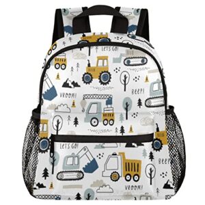 dgdahk kids backpack toddler cute car truck excavator preschool book bag small cute kindergarten elementary bookbags travel backpack with chest strap for little boy girl 3-6