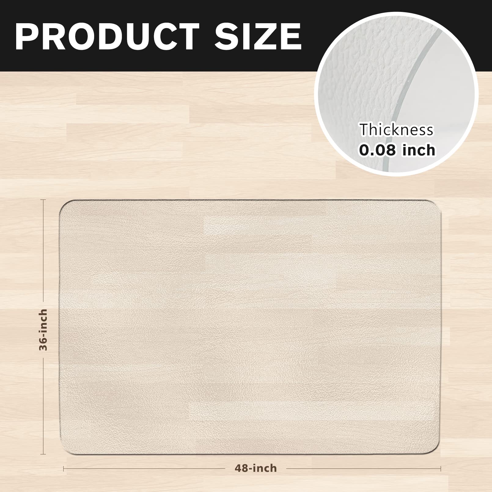 Hardwood Floors,Tile Non-Slip Office Chair Mat,Computer Chair Mat,for Rolling Chair,Large Floor Protector,Easy Clean and Flat Without Curling(47"x36")