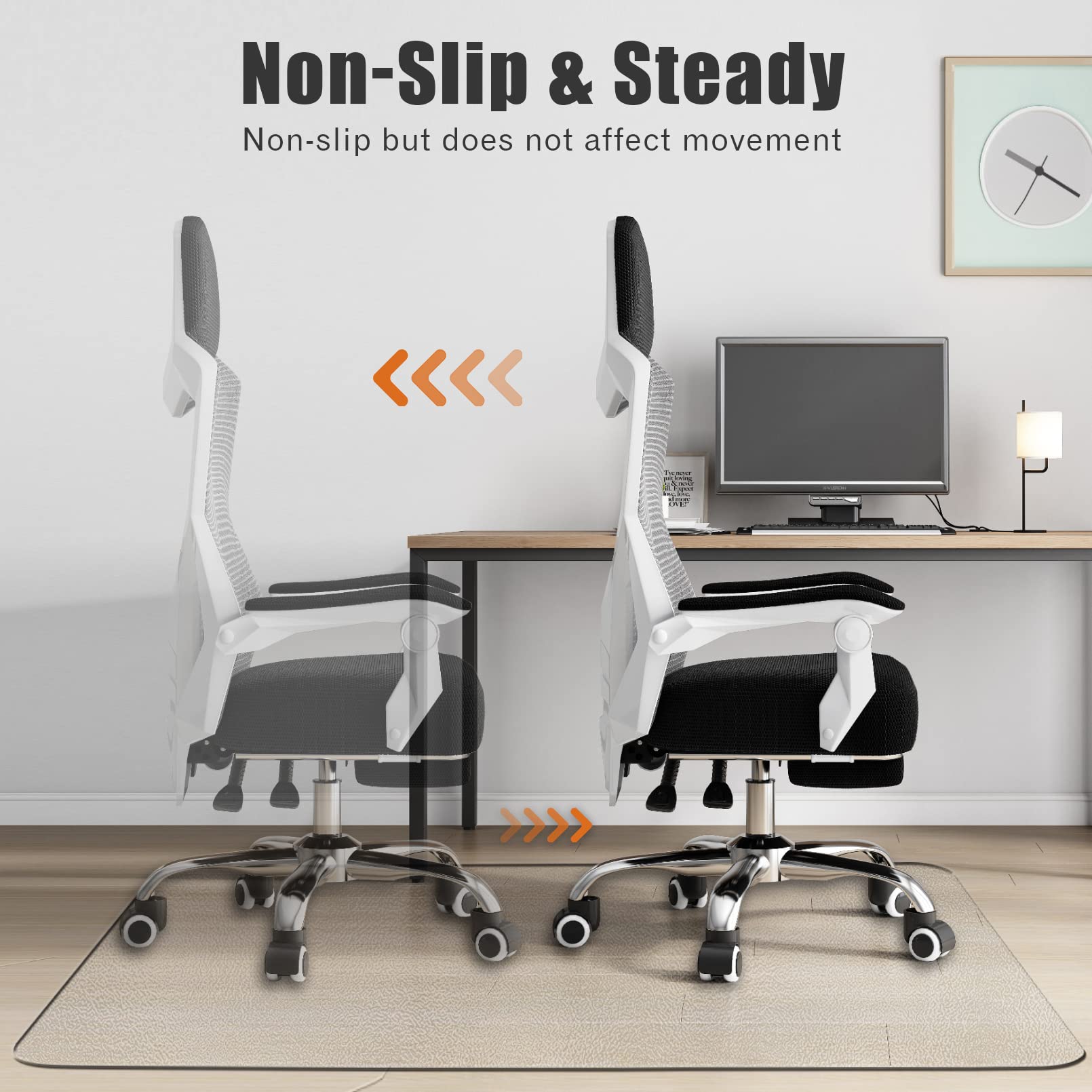 Hardwood Floors,Tile Non-Slip Office Chair Mat,Computer Chair Mat,for Rolling Chair,Large Floor Protector,Easy Clean and Flat Without Curling(47"x36")