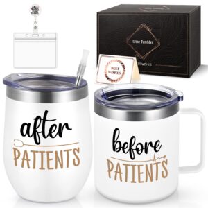 liqcool doctor gifts for women men, before patients, after patients set nurse mug & tumbler, medical assistant gifts, nurse gifts for women, doctors, dentists, dental assistant, 12oz