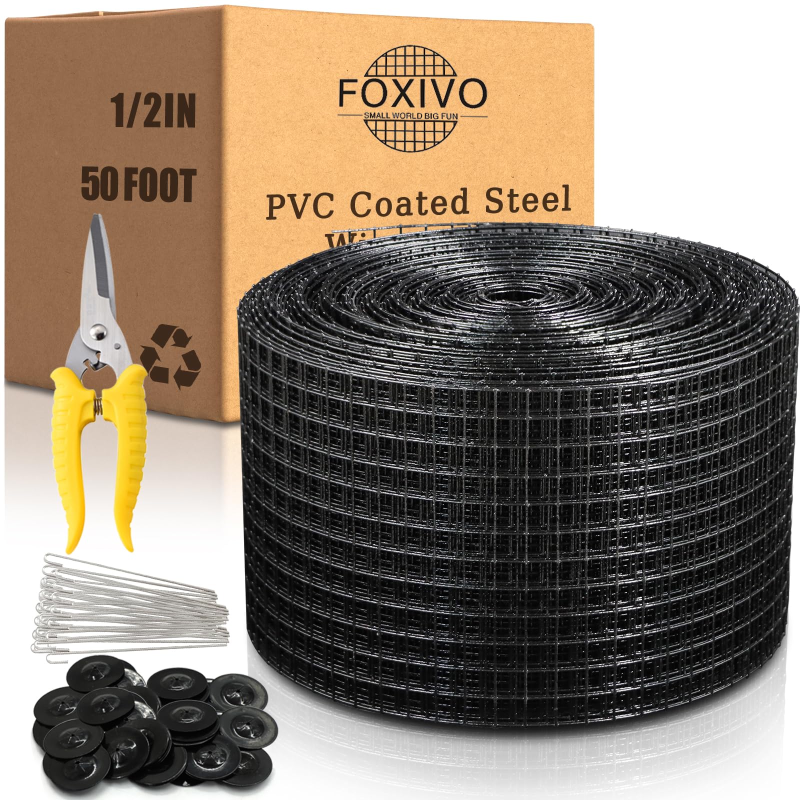 FOXIVO 6" x 50' Solar Panel Bird Wire Screen Protection, 1/2 inch Black PVC Coated Galvanized Welded Wire Mesh Roll | Prevents Birds Nesting Under Solar Panels